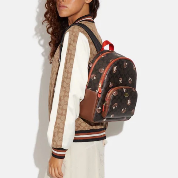 Coach | Bags | Coach Court Backpack In Signature Canvas With Hedgehog ...